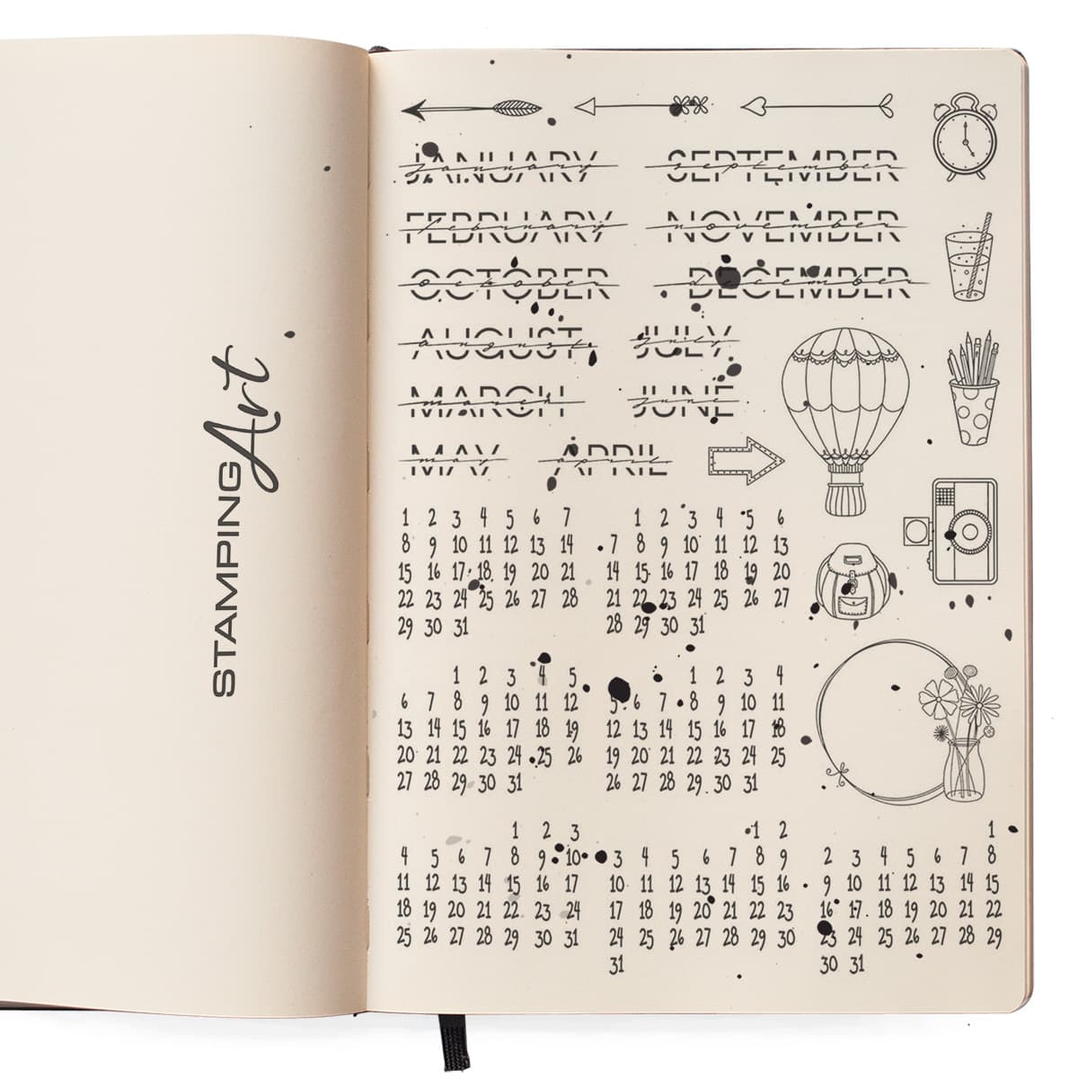 CLEAR STAMP SET 6"X8" BUJO INFINITE CALENDAR - Boutiscrap